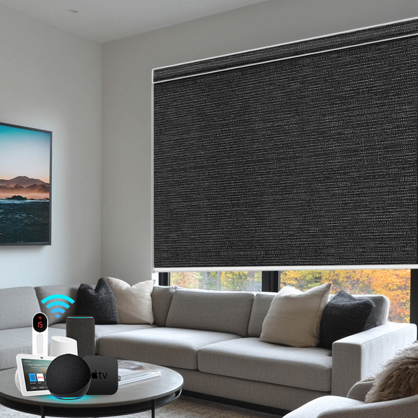 Motorized Blackout Roller Shades | Custom 100% Blackout Shades – Bringnox
